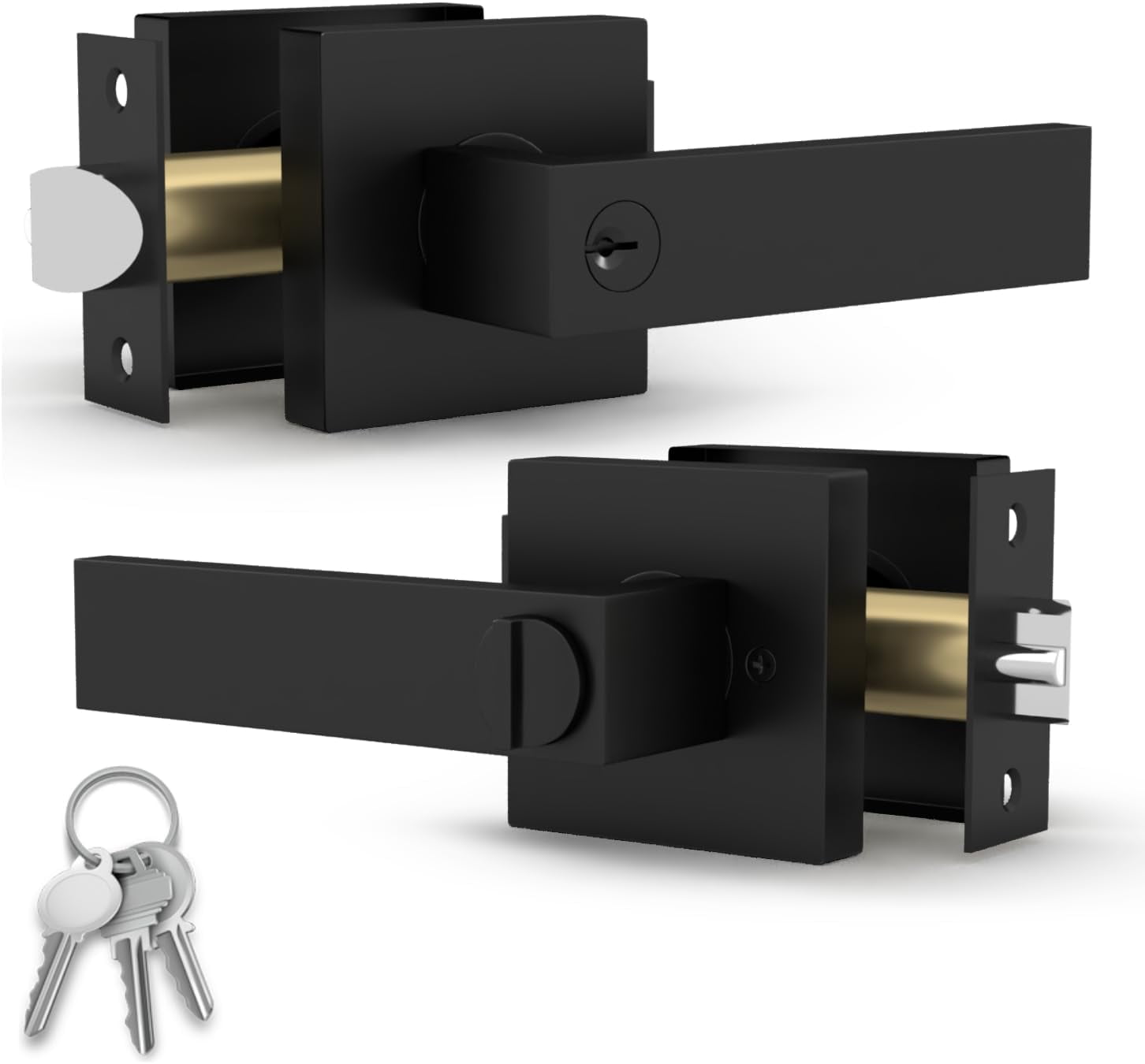 Mega Handles Robell Single Lever Door Handle in Black - Interior, Front ...