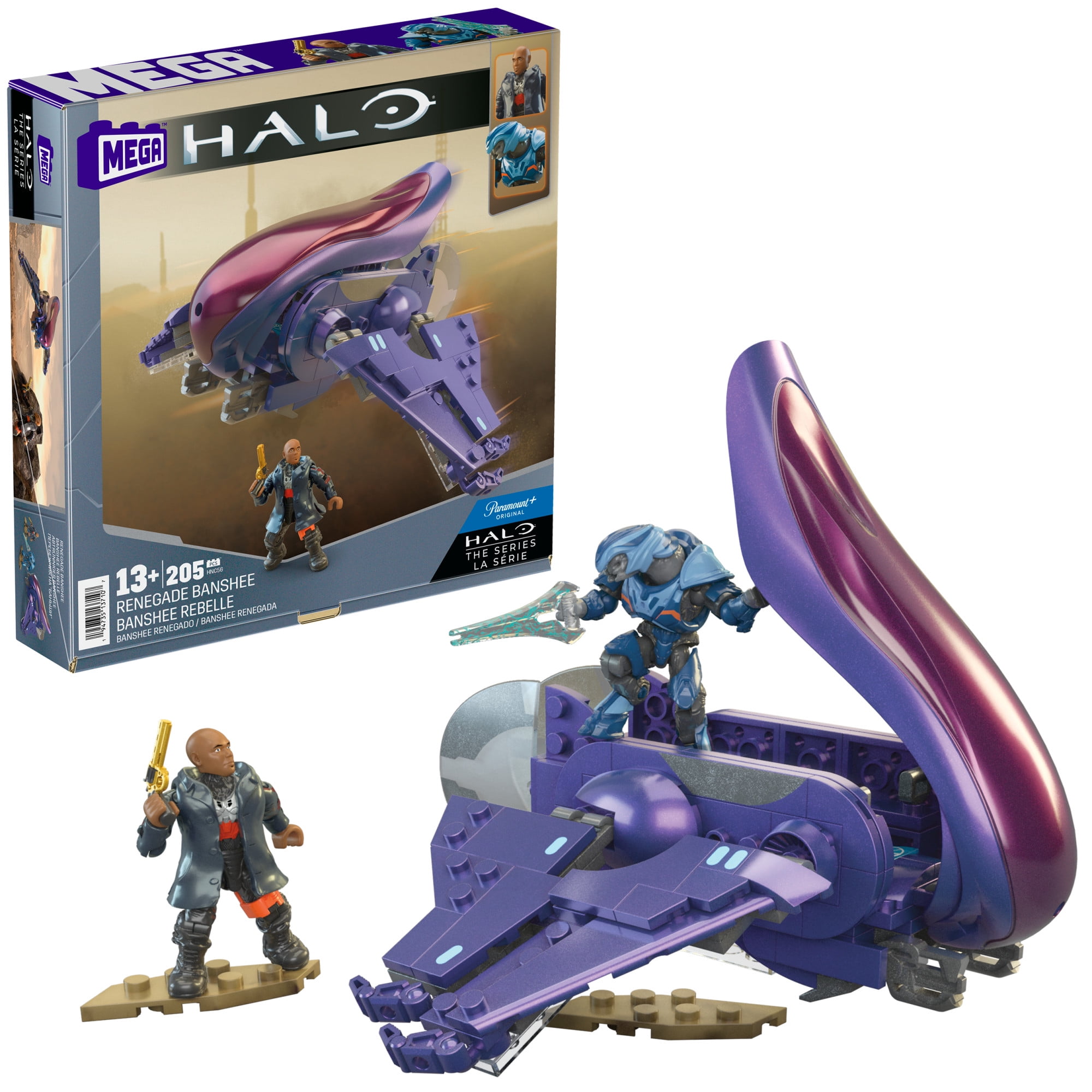 MEGA Halo Renegade Banshee Vehicle Building Kit, 2 Micro Action Figures ...