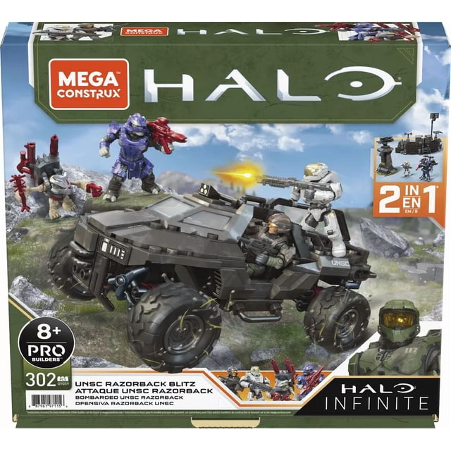 MEGA Halo UNSC Razorback Blitz Halo Infinite Toy Car Building Set 303 ...