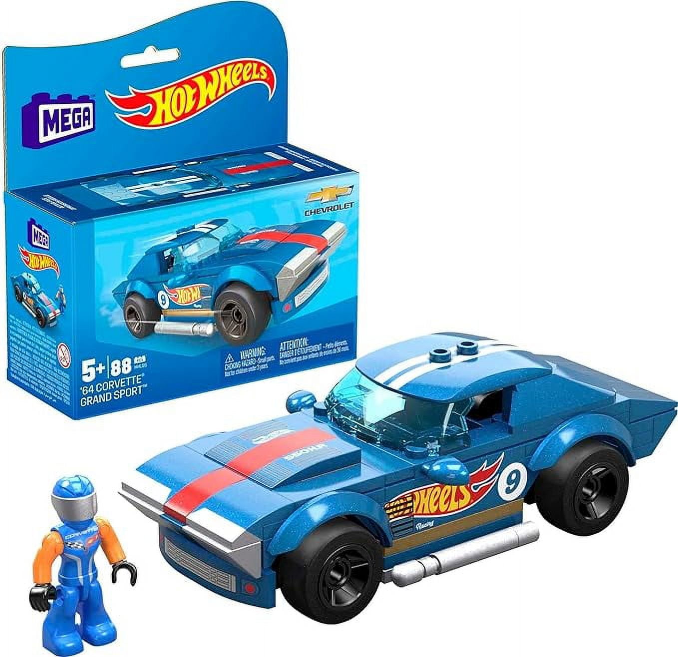 MEGA Hot Wheels Building Toy Race Car Playset, 64 Corvette Grand Sport ...