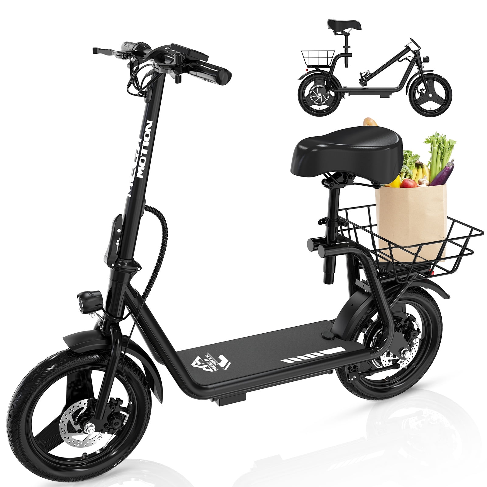 MEGA MOTION Electric Scooter Ebike, 400W Foldable Scooter with Seat 18 ...