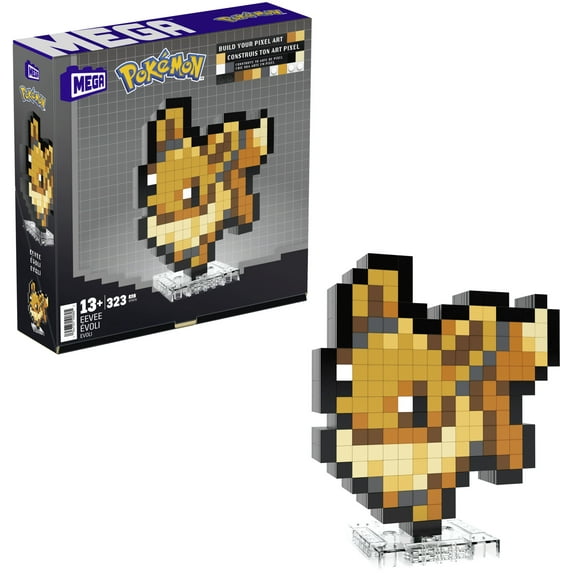MEGA BLOKS Pokemon Eevee, Pixel Art, 323 Piece Building Toy Set ...