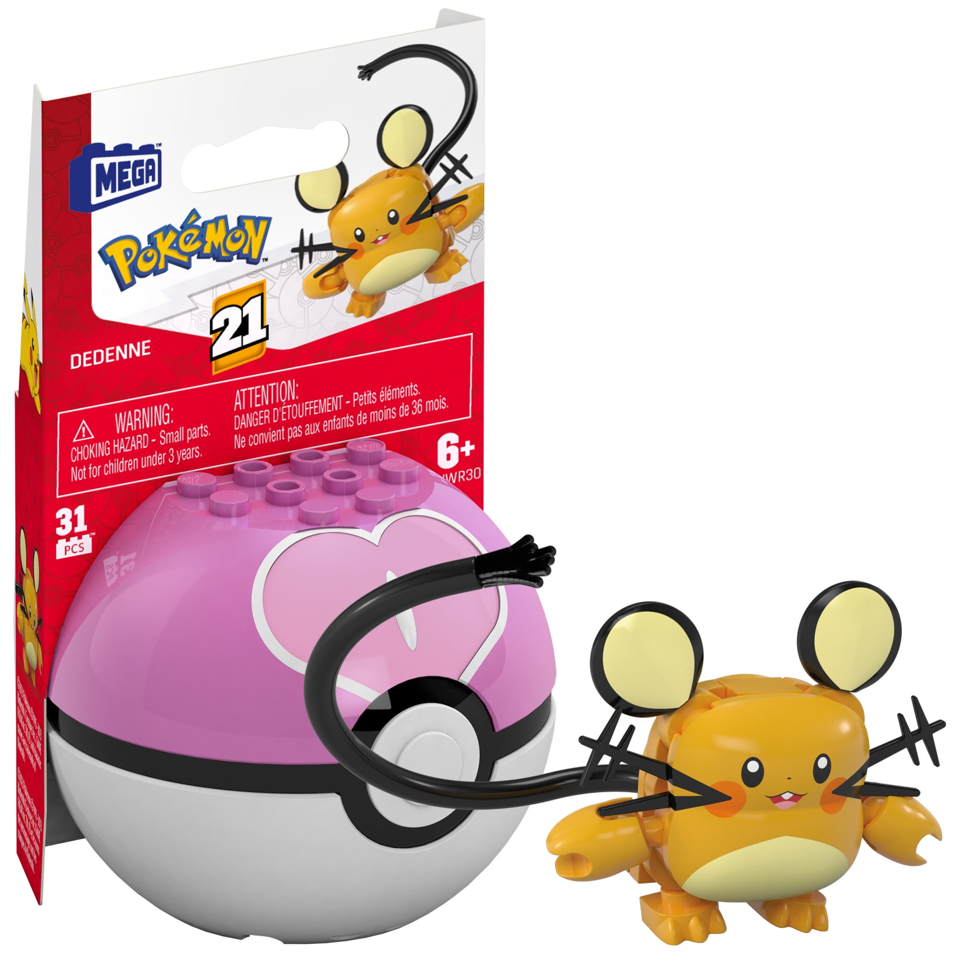 MEGA Pokémon Dedenne Building Toy Kit, Poseable Action Figure, 31 Pieces, Construction Set for ...