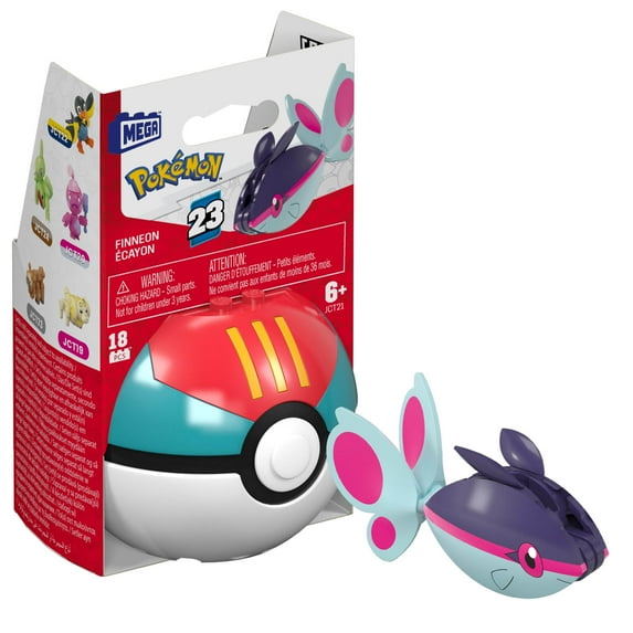 MEGA Pokémon Finneon Building Toy Kit, Poseable Action Figure with Poké Ball (18 Pieces) for ...