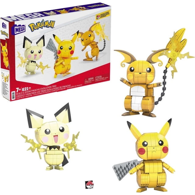 MEGA Pokemon Build & Show Pikachu Evolution Trio Construction Set ...