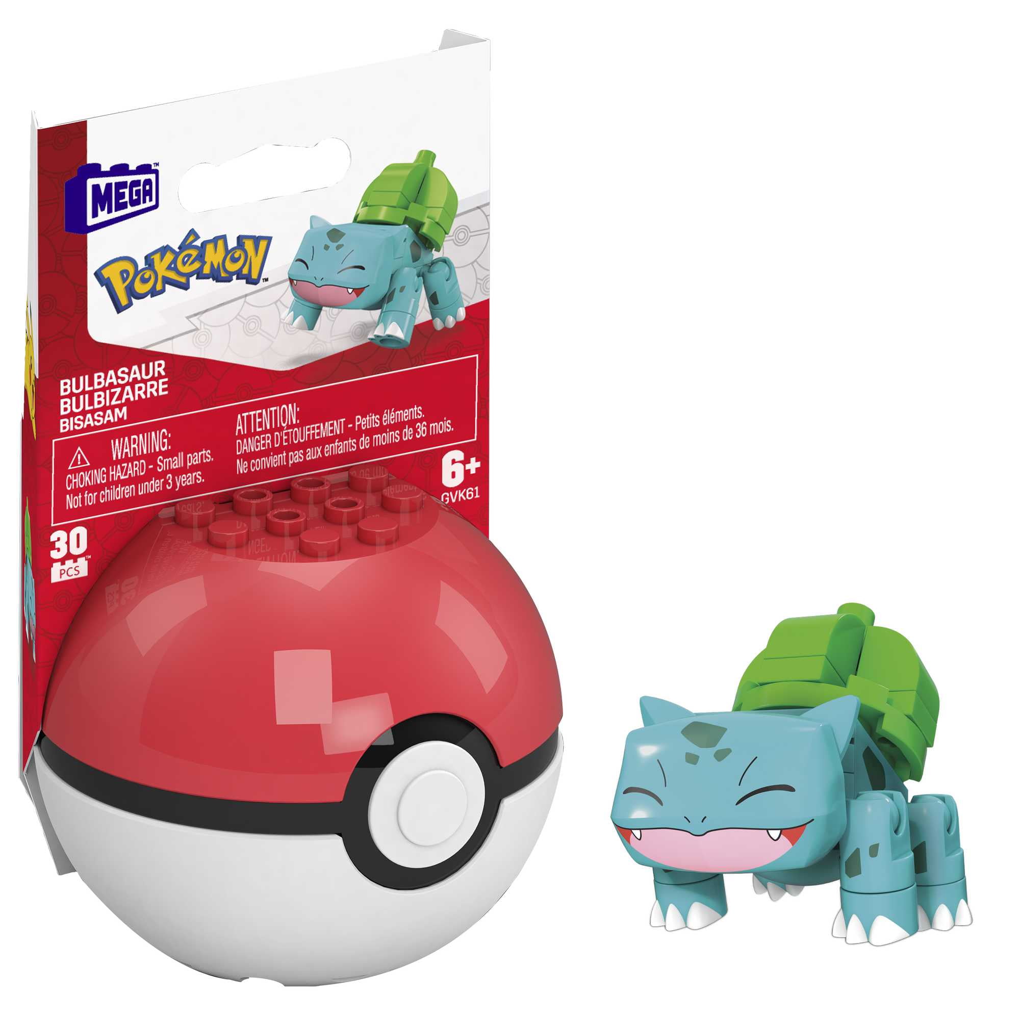 MEGA Pokemon Bulbasaur Battle Building Toy Kit (30 Pieces) with Action ...