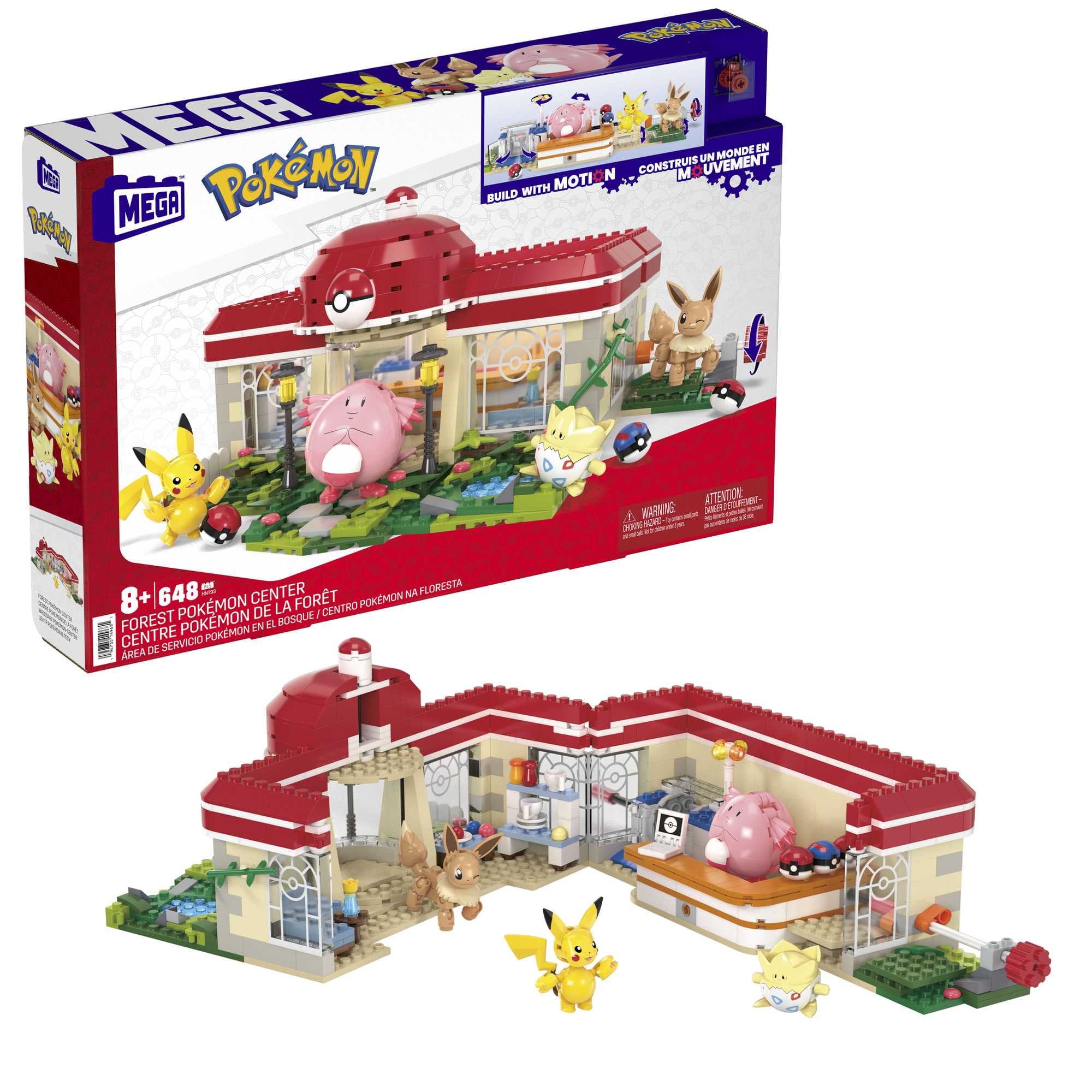 MEGA Pokemon Building Toy Kit, Forest Pokemon Center (648 Pieces) with ...