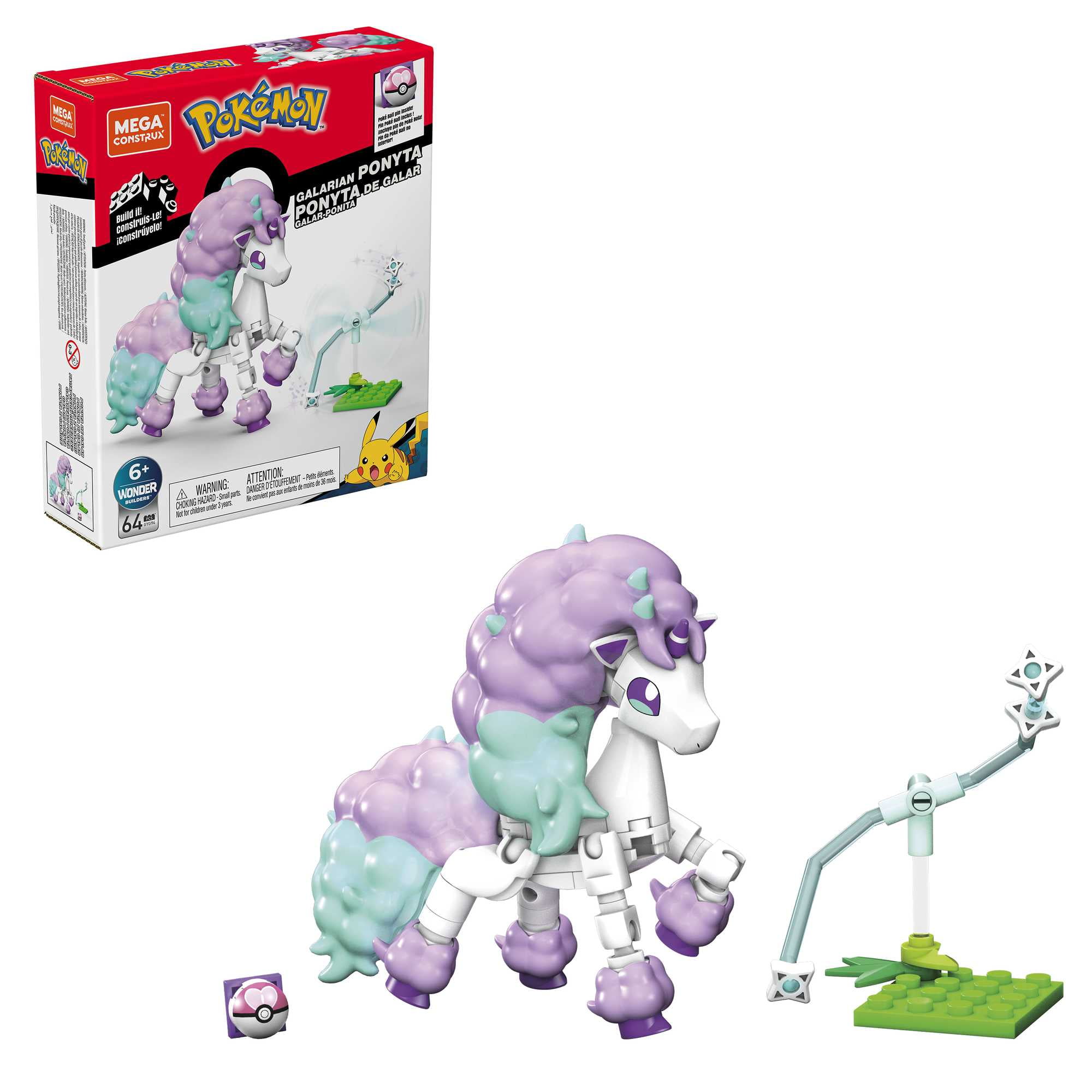 MEGA, Build Pokemon Set, Galarian Ponyta, Poseable with Battle Effect ...