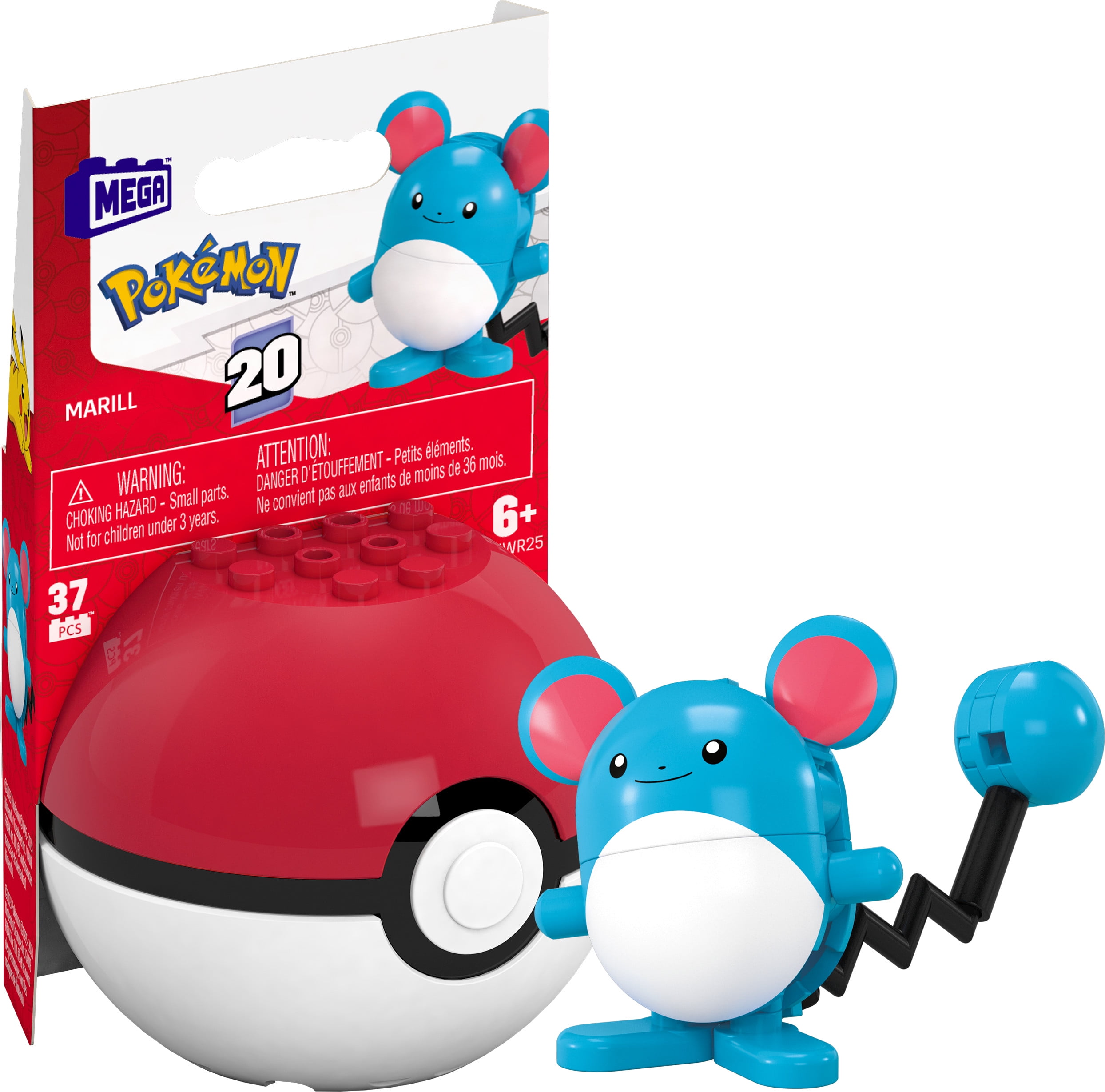 MEGA Pokemon Marill Building Toy Kit, Poseable Action Figure (24 Pieces) for Kids - Walmart.com