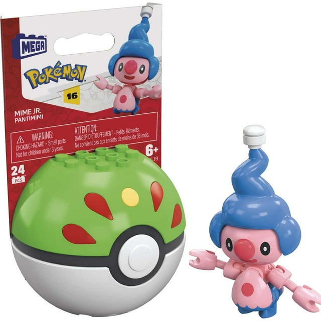 MEGA Pokemon Mime Jr. building set with 24 pieces and Poke Ball ...