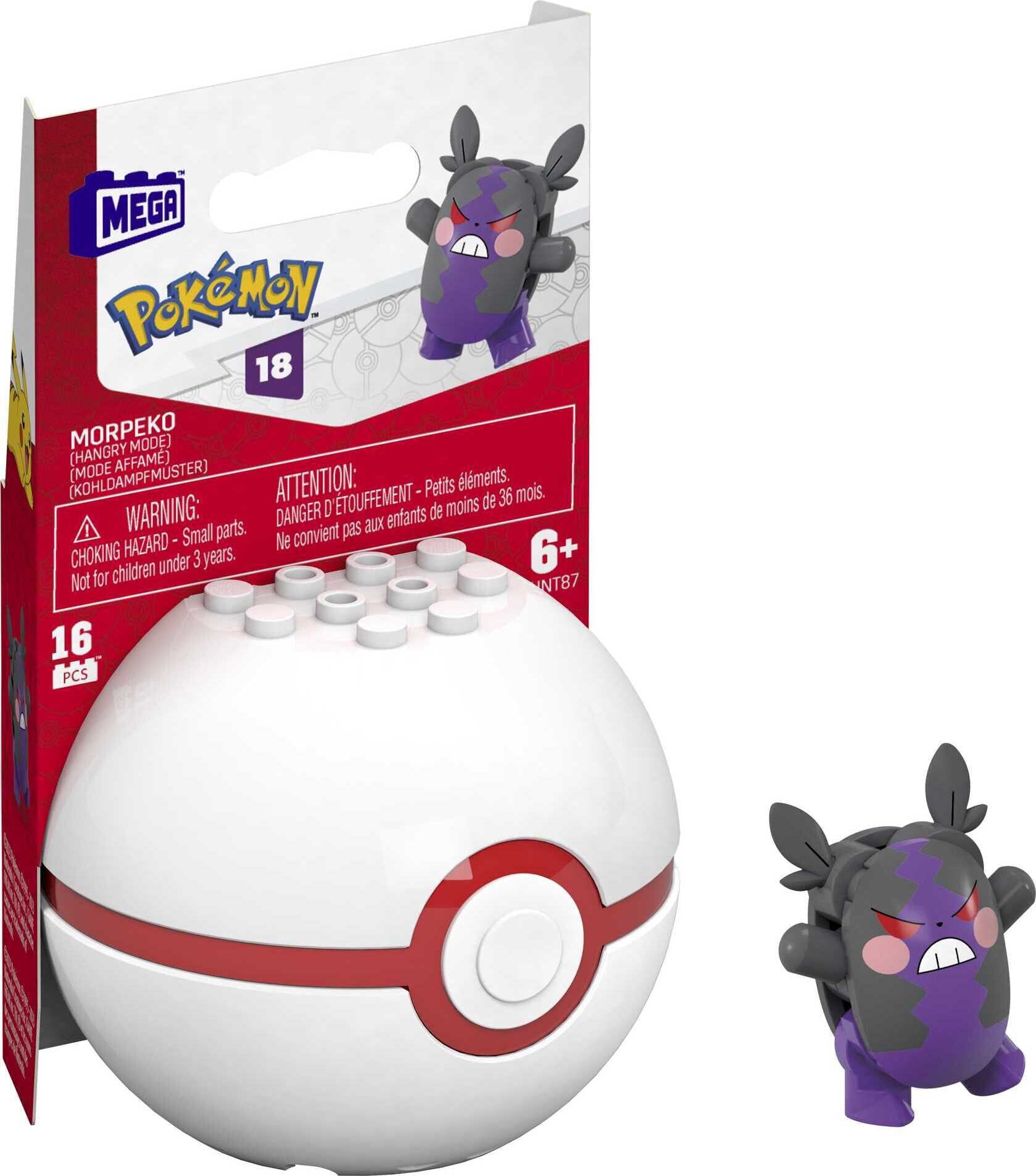 MEGA Pokemon Morpeko Building Toy Kit, Poseable Action Figure with Poke Ball (16 Pieces) for ...