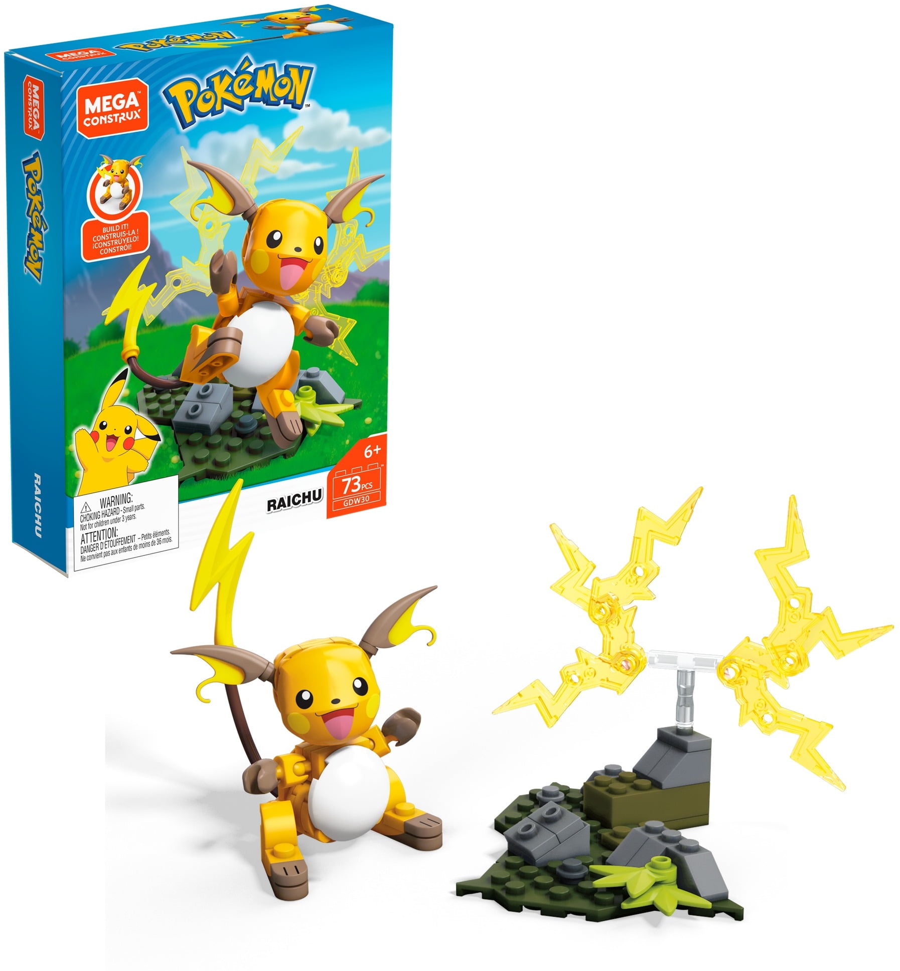 Free Shipping! MEGA Pokemon Raichu Construction Set with character ...