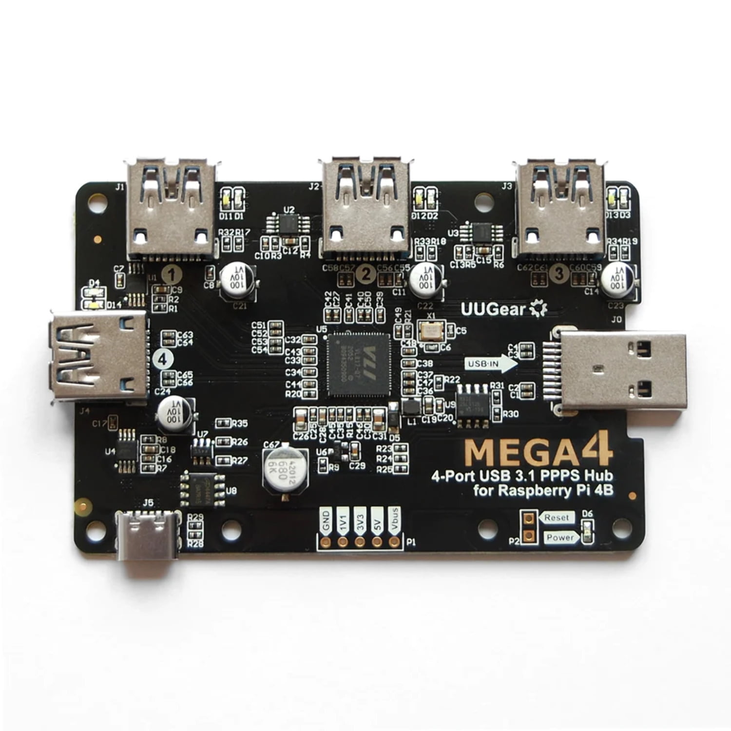 MEGA4: 4-Port USB 3.1 PPPS Hub For Raspberry Pi 4B - Walmart.com