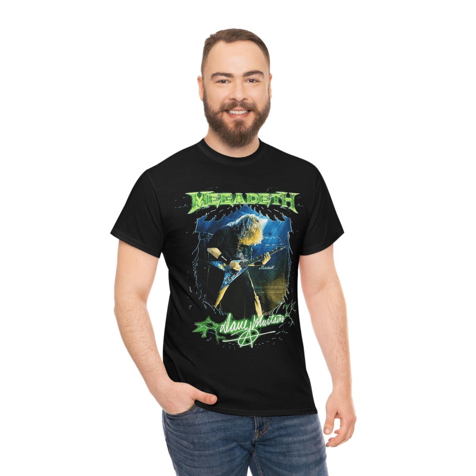 MEGADETH DAVE MUSTAINE GUITAR T-SHIRT NEW BLACK TEE - Walmart.com