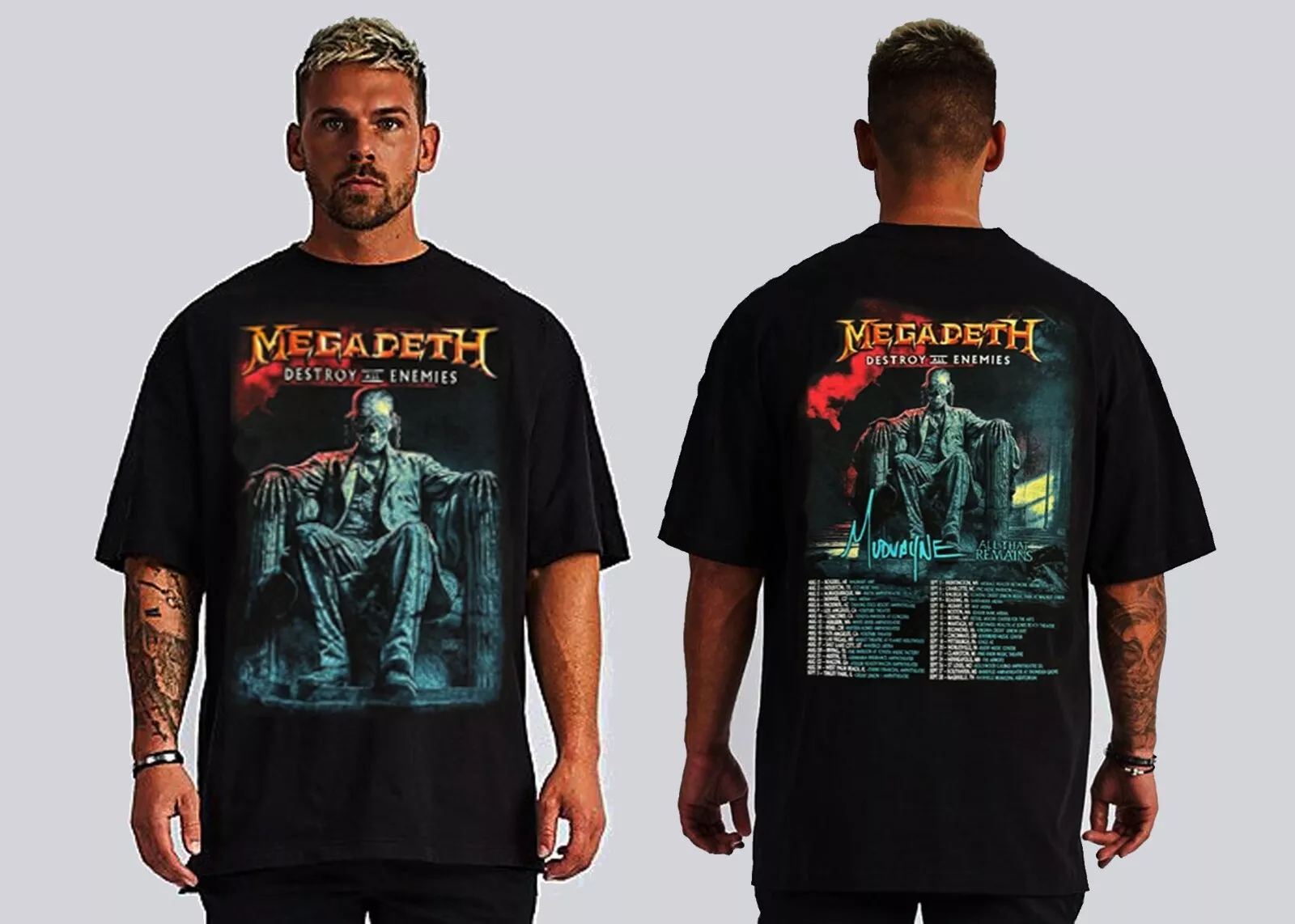MEGADETH DESTROY ALL ENEMIES TOUR FRONT AND BACK PRINT BLACK T SHIRTS ...