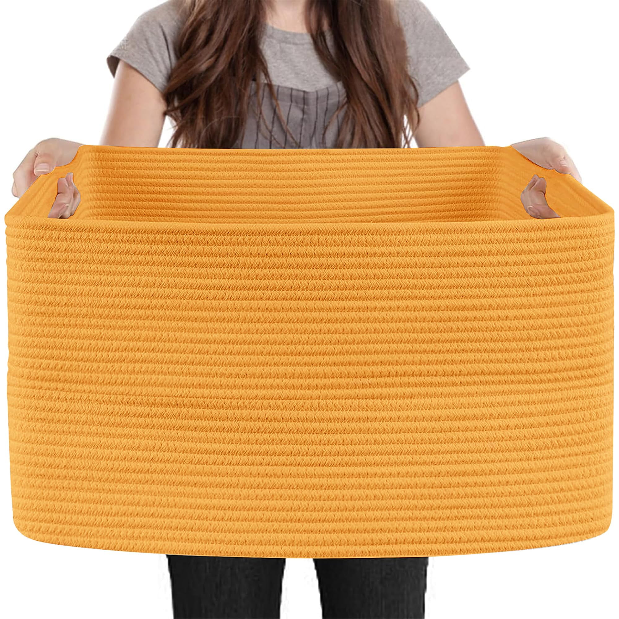 MEGASKET Extra Large Orange Storage Basket, 23.6" x 17" x 12" Rectangle ...