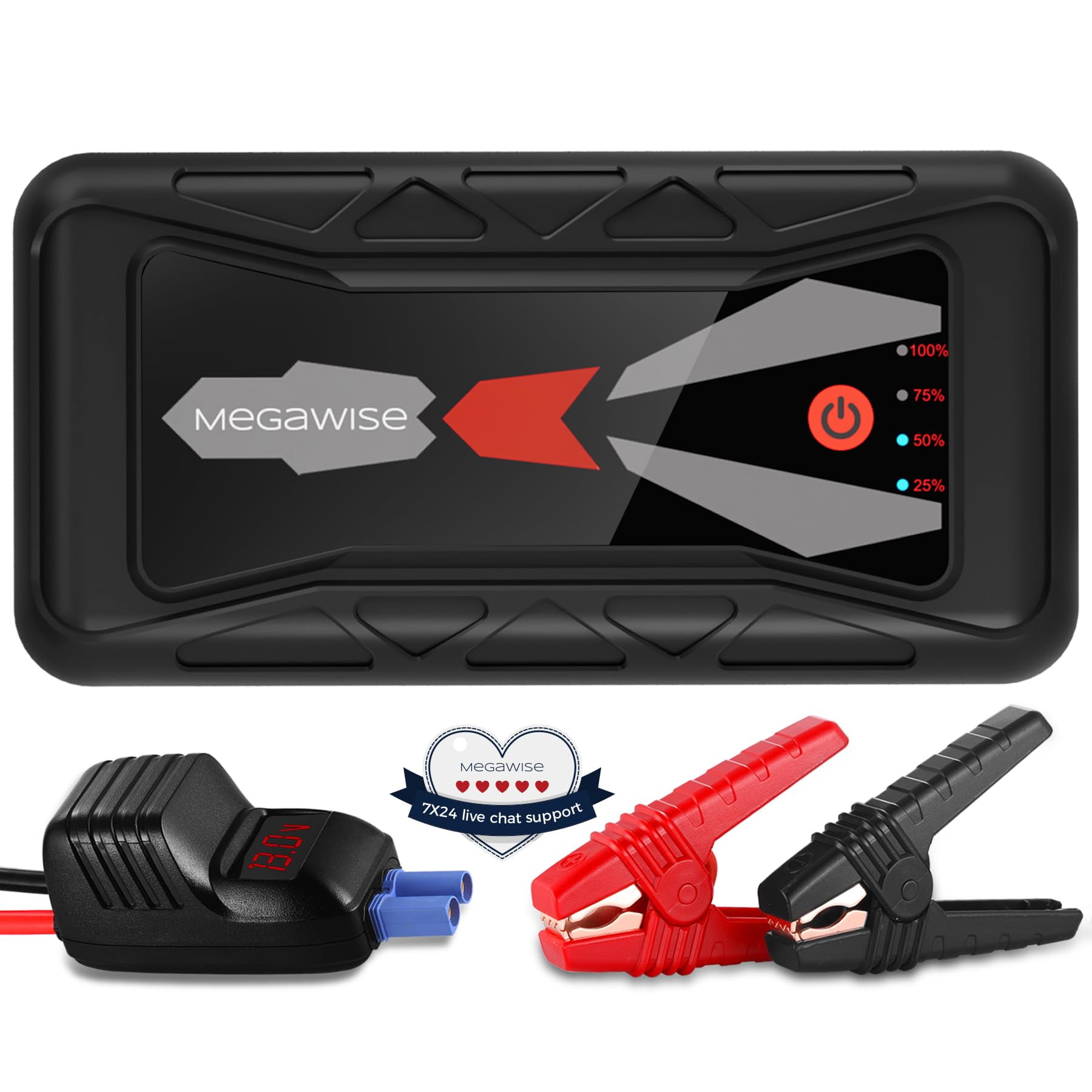 MEGAWISE 1500A Peak 16800mAh Car Battery Jump Starter Booster (up to 7L ...