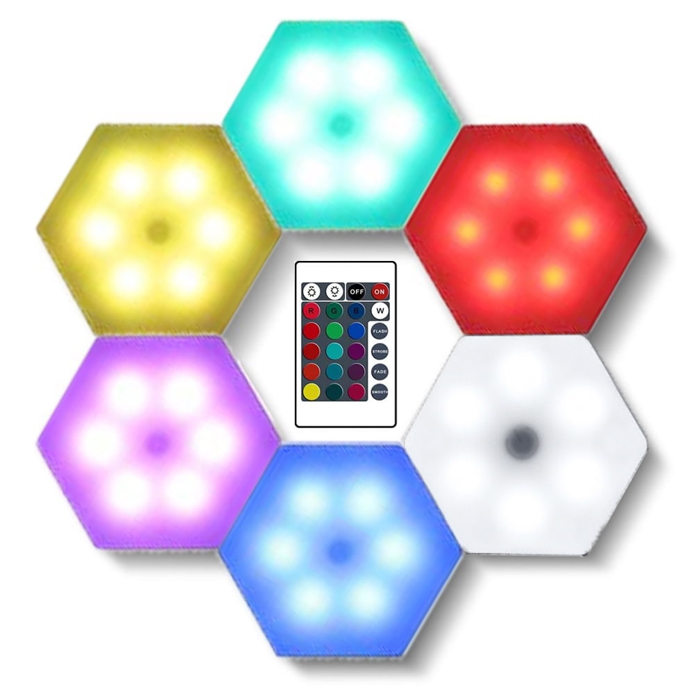 MEGICOT 6Pcs Smart Touch Sensitive Hexagon Wall Light with Remote ...