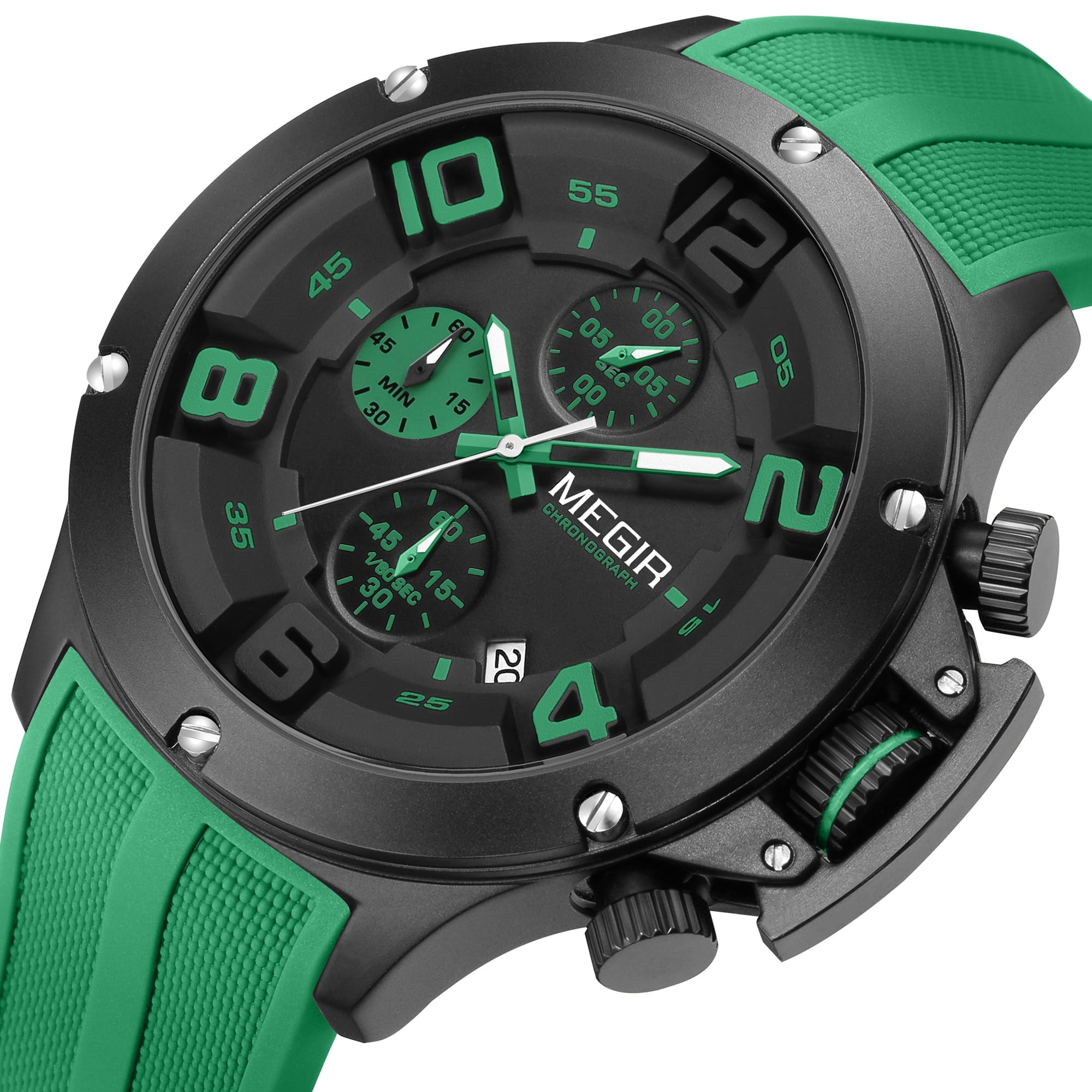 MEGIR Fashion Silicone Strap Sports Watch Men Quartz Wristwatch ...