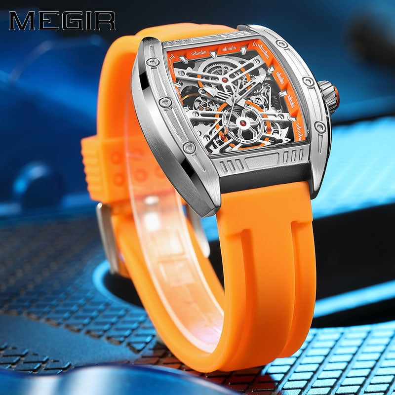 MEGIR Sport Mechanical Movement Wristwatch for Men Luxury Silicone ...