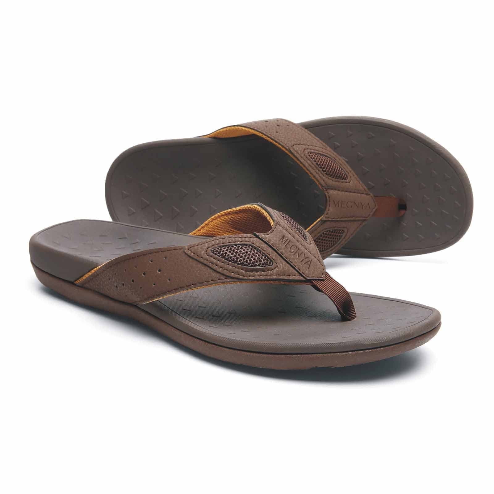MEGNYA Mens Orthopedic Flip Flops for Plantar Fasciitis, Athletic Toe ...