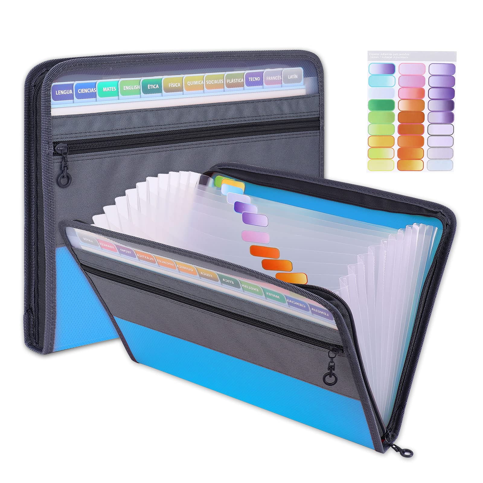 MEGREZ Expanding File Folder with 13 Pockets, A4 Paper File Folder with ...