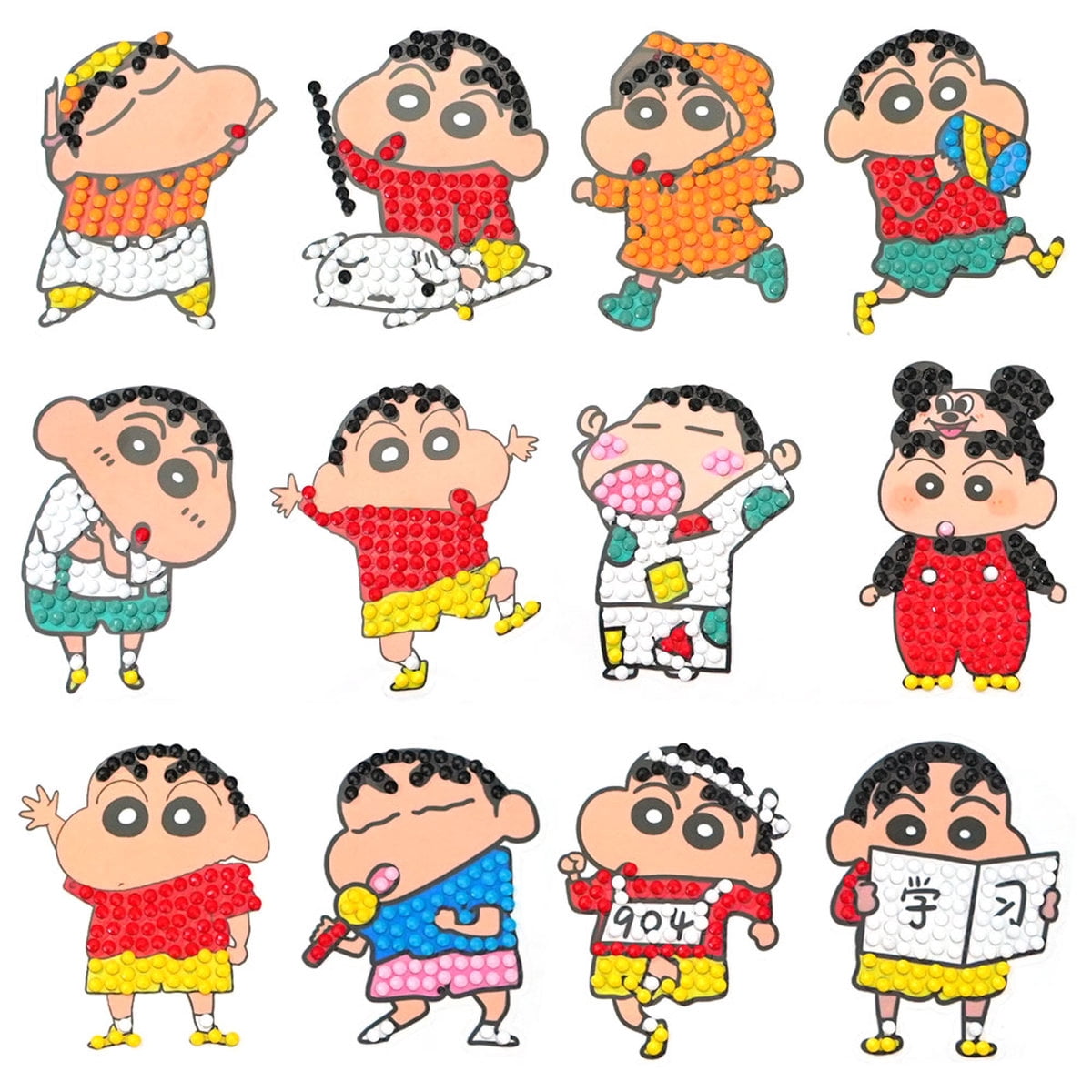 MEGZIHXN Kawaii Diamond Painting Stickers, 12 Pcs Mean little boy ...