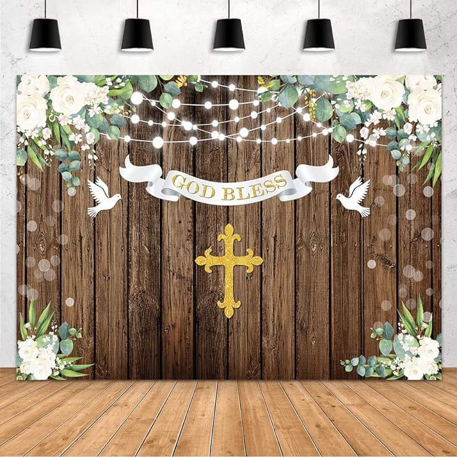 MEHOFOND 7x5ft Mi Primera Comunion Backdrop First Holy Communion Baptism Christening Party ...