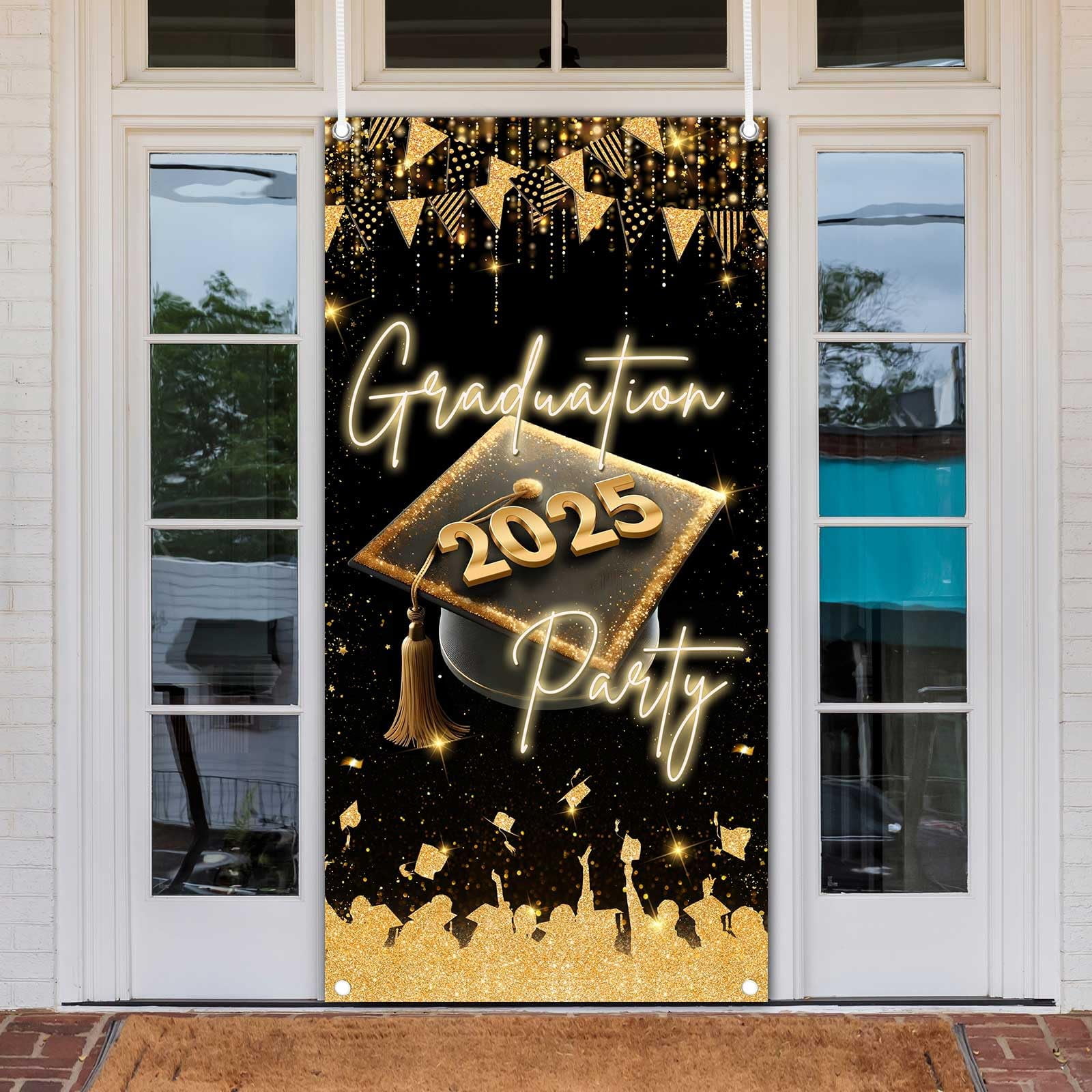 MEHOFOND Graduation 2025 Party MMF7 Door Decorations, Black and Gold ...