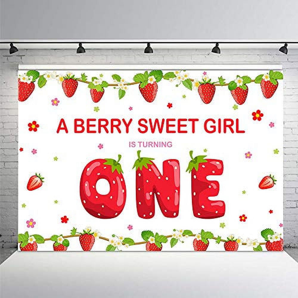 MEHOFOND Strawberry Girl First Birthday Party Photo Background Banner ...