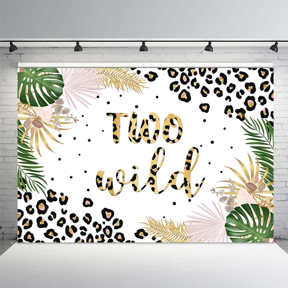MEHOFOND Two Wild Backdrop DHF10 for Girls Leopard Pink Jungle Safari ...