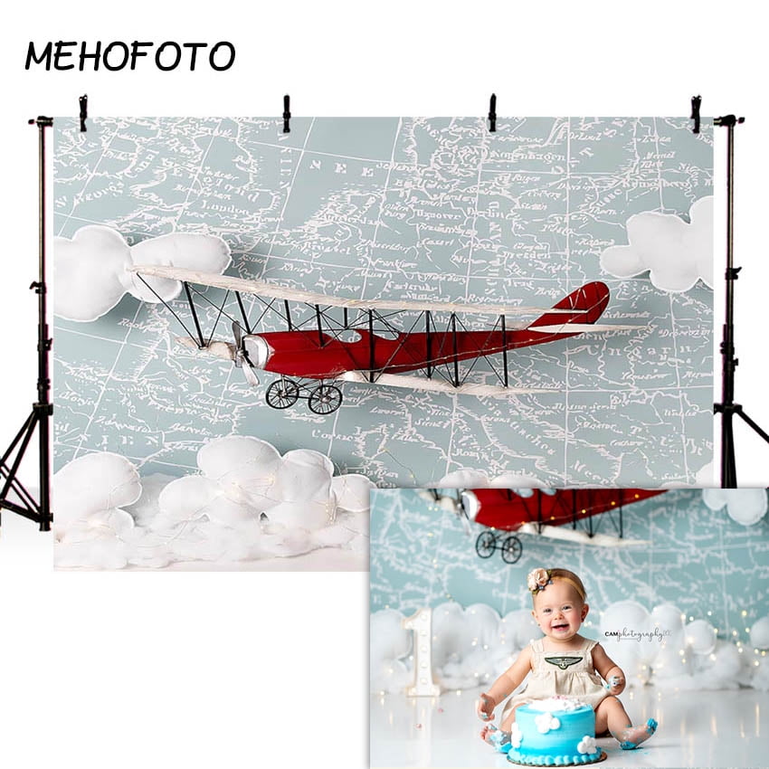 MEHOFOTO Airplane Backdrop Little Boy Pilot Baby Shower rations ...