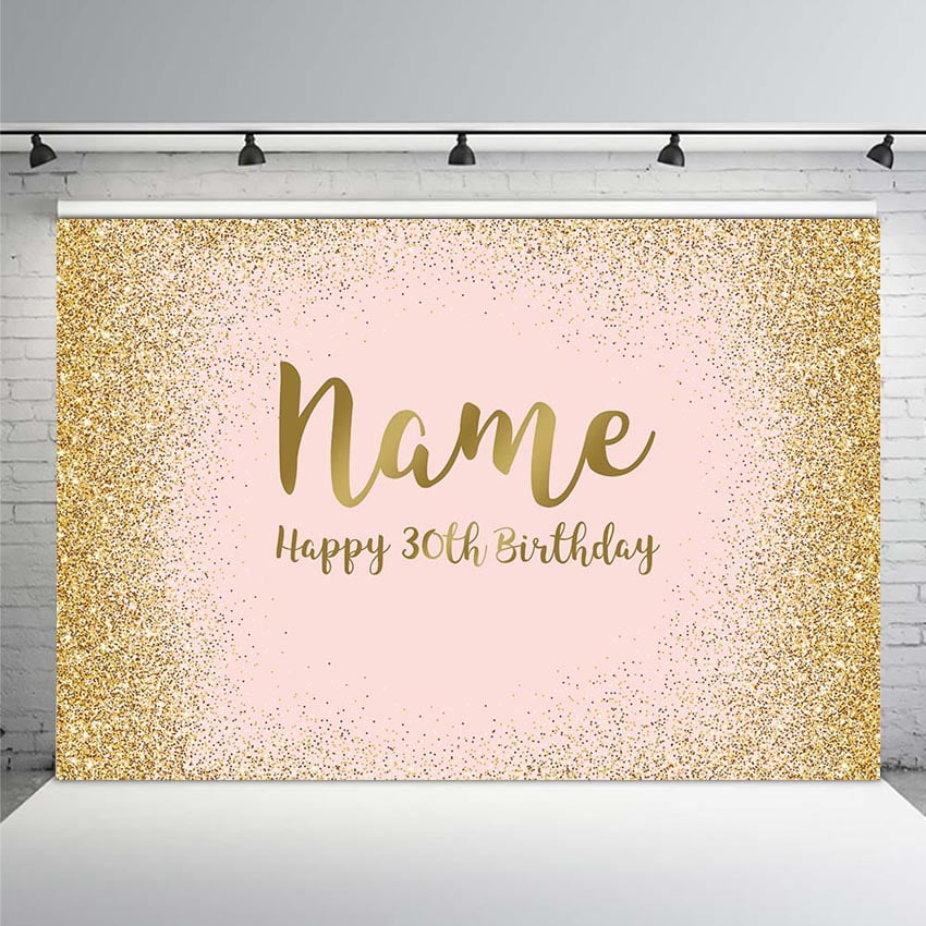 MEHOFOTO Photography Backdrop Happy Birthday Party Pink Golden Glitter ...