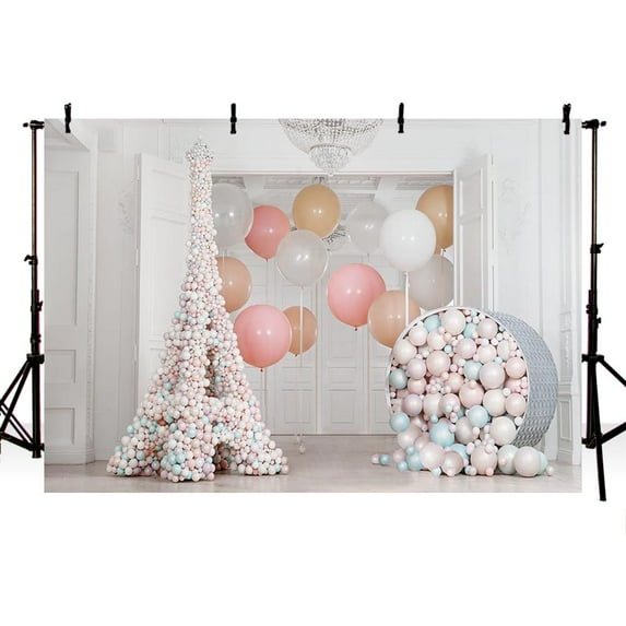 MEHOFOTO Vinyl Photographic Background Ball Ribbon Birthday Tower ...