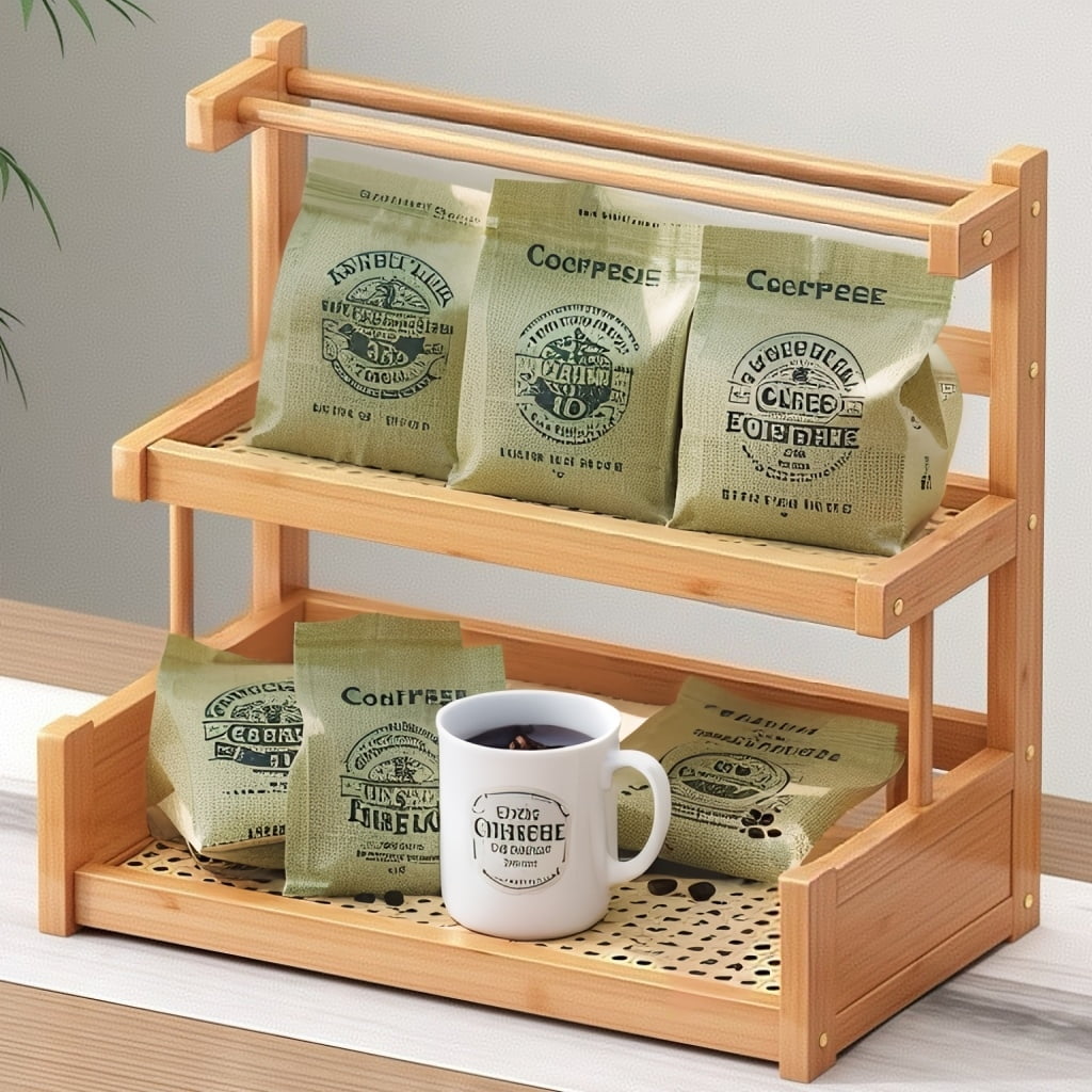 MEHOOM 3-Tier Bamboo Ranttan Coffee Bar Accessories and Organizer ...