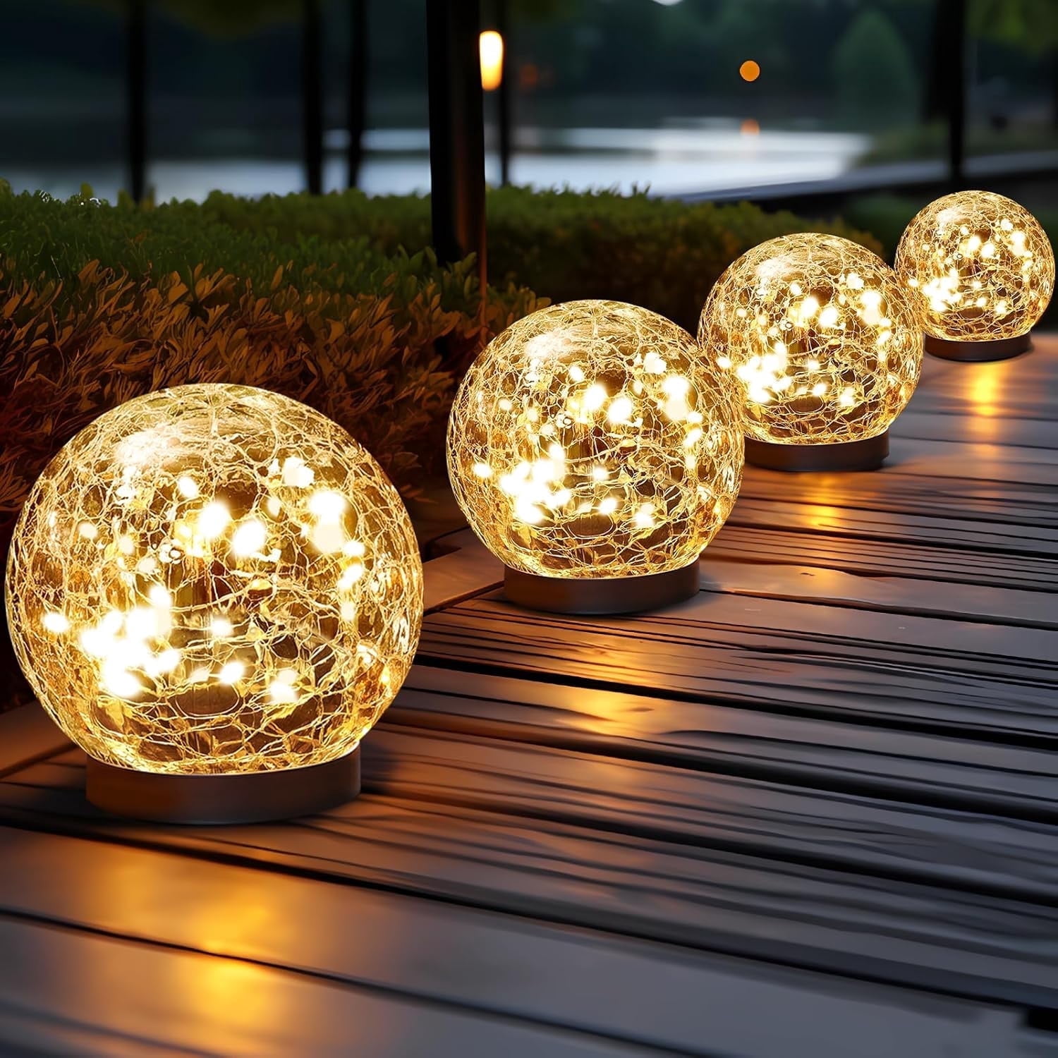 MEHOOM 4 Pack 5'' Solar Globe Lights Outdoor Waterproof, 30LED Solar ...