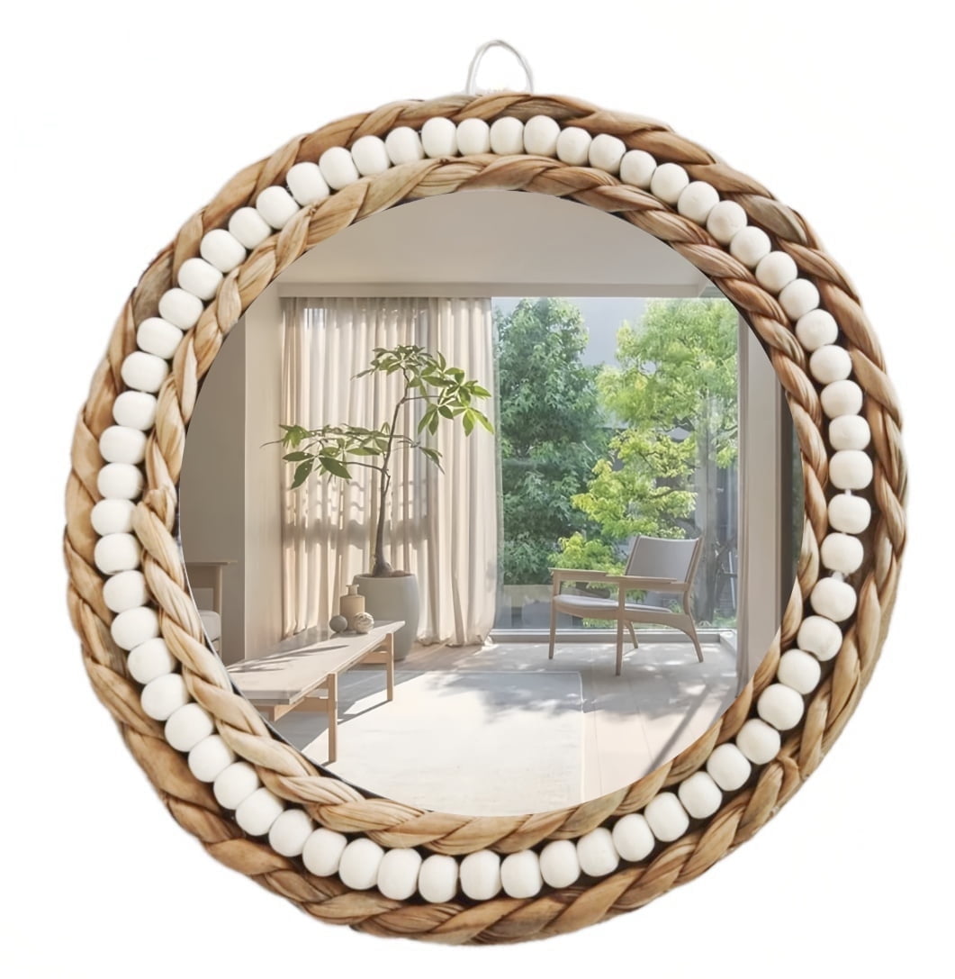 MEHOOM 8" Small Round Wall Mirror, Boho Circle Mirror for Bedroom ...