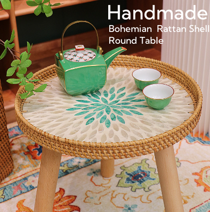 Juliette Round White Handmade Coconut Shell Accent Table by East at ...