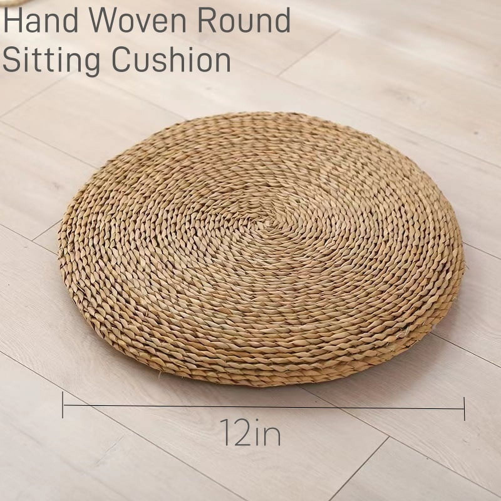 MEHOOM Hand Woven Round Sitting Cushion ,12x12in,Water Hyacinth Woven ...
