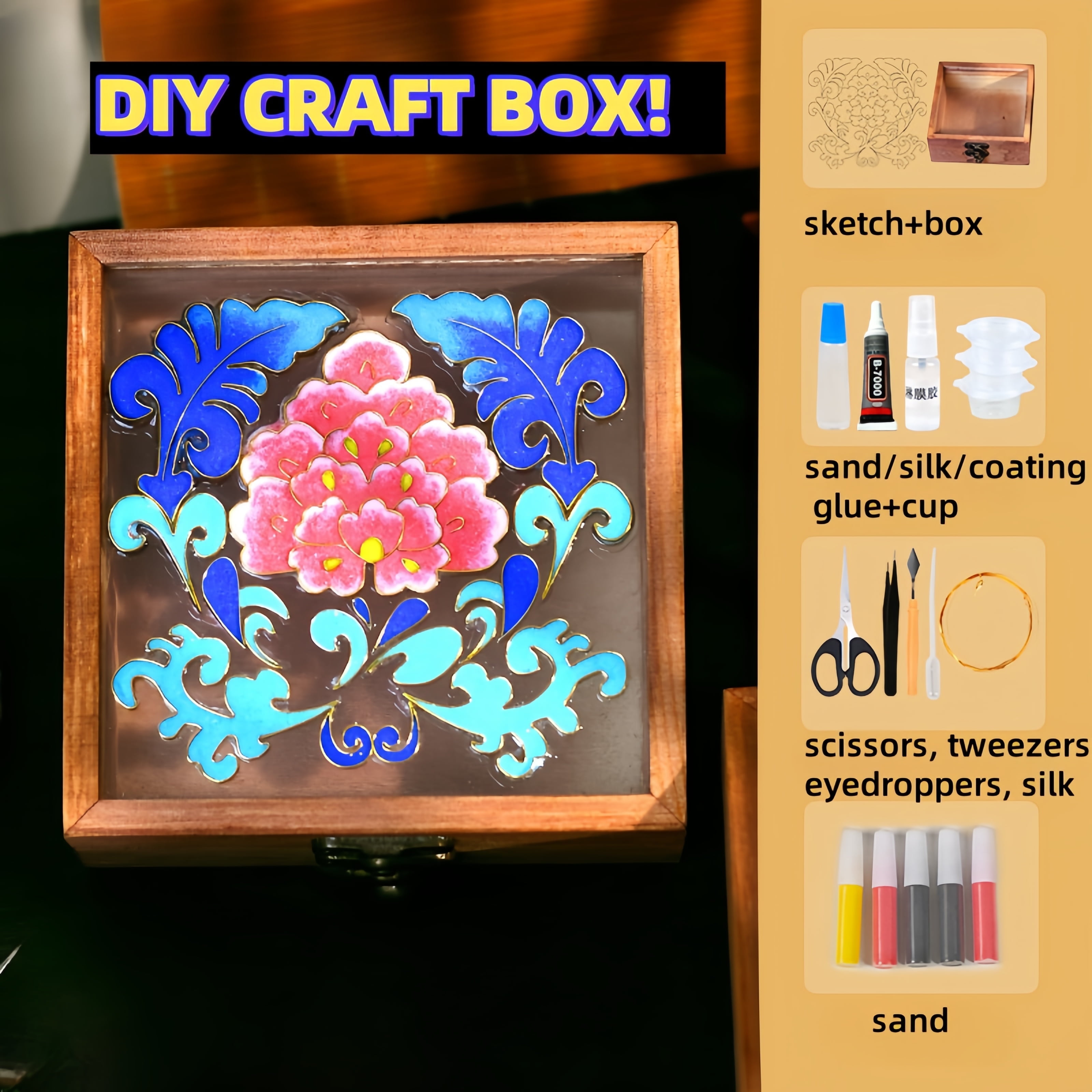 MEHOOM Jewelry Box Making Kit Clearance, DIY Cloisonné Storage Box ...
