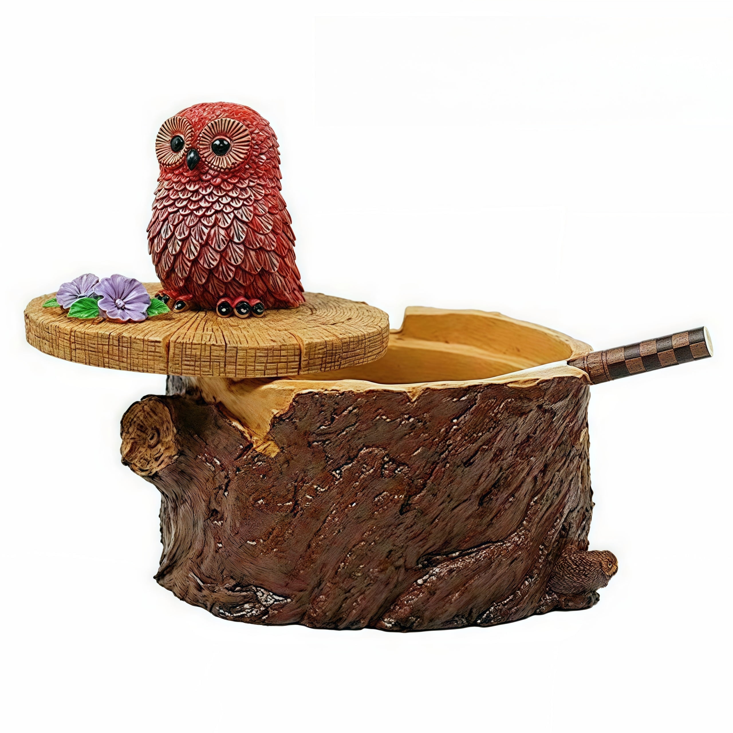 Mehoom Resin Forest Owl Stump Ashtray with Lid, Windproof - Walmart.com