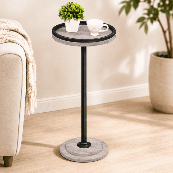 MEHOOM Round Side Table, White Drink Table for Small Spaces, Modern ...