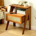 MEHOOM Bamboo Small Nightstand with Drawer - Rustic End Table for ...