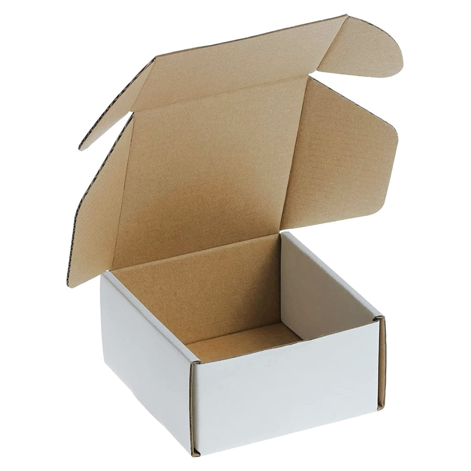 MEHUKOJ 4x4x2 inches Small Shipping Boxes Set of 25 White Corrugated ...