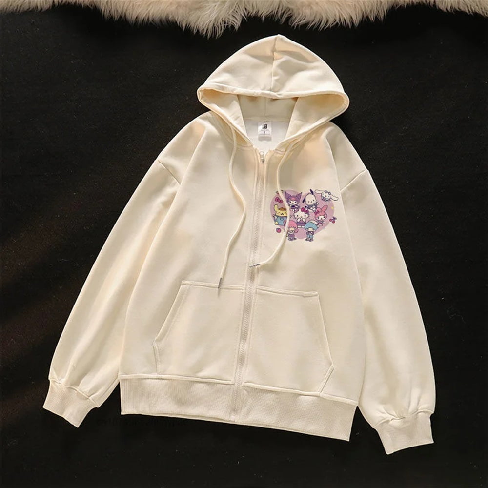 MEI 2024 NEW 2024 New Sanrio Hello Kitty Jacket 2000s Zip Hoodie White ...