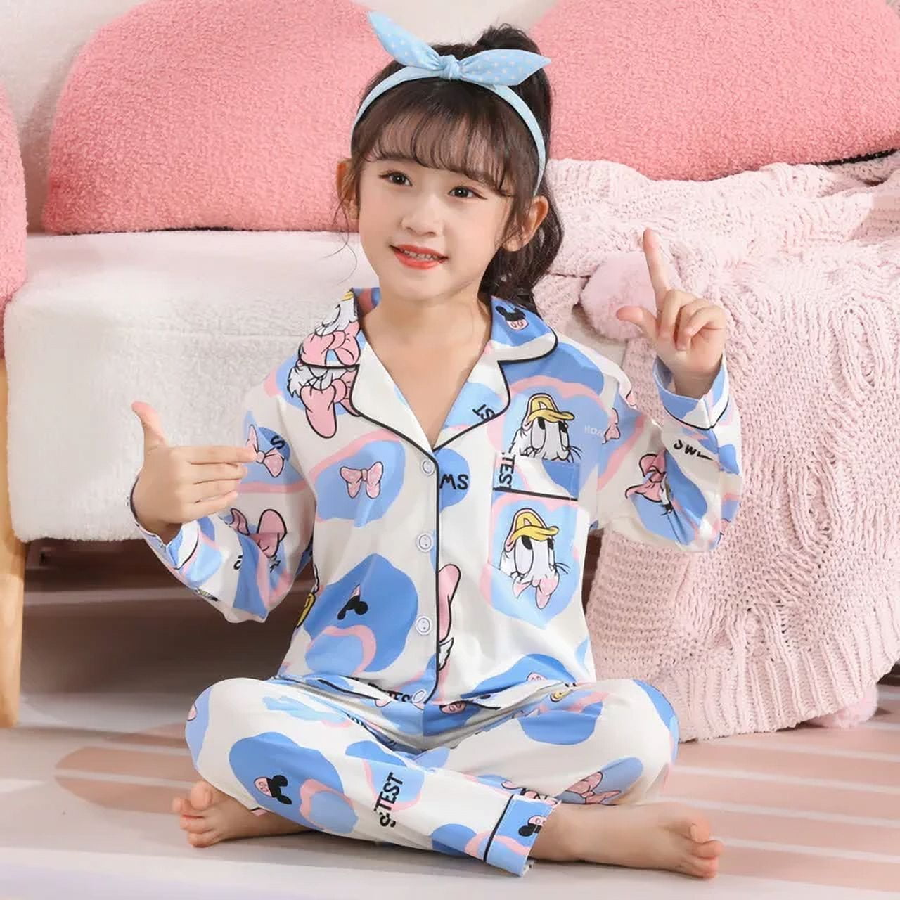 MEI 2024 NEW 2024 Spring Autumn Children Pajama Girl Sleepwear Miniso ...