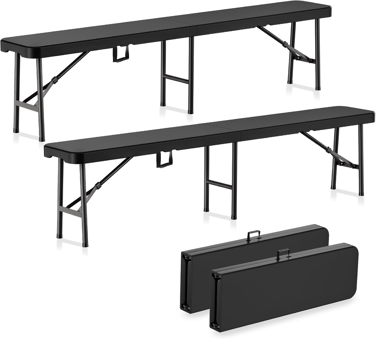 MEI&CO 6FT Foldable Bench Seating Set of 2, Folding Bench Seat with ...