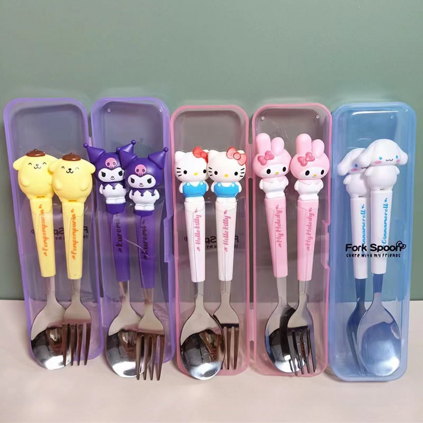 MEI Sanrio adorable Katie cat children‘s two-piece cutlery set with ...