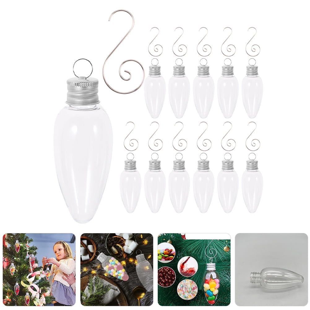 MEIBUTYUP Bulb Shaped Clear Fillable Ball Fillable Light Bulb Ornament ...