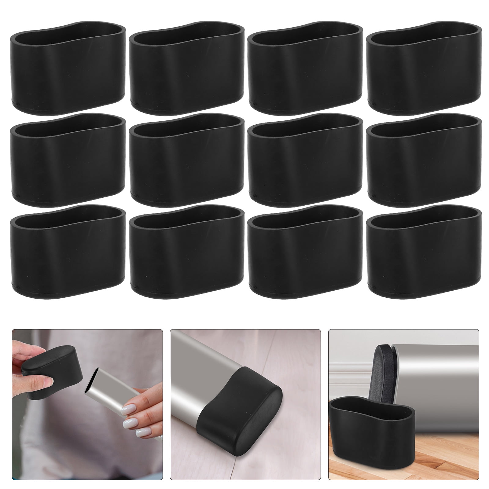 MEIBUTYUP Black PVC Chair Foot Pads Anti- Furniture Grippers for Home ...